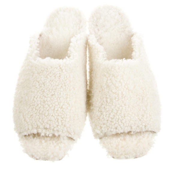 Deiji Studios | Shoes | Drink Studios White Shearling Slide Slippers ...